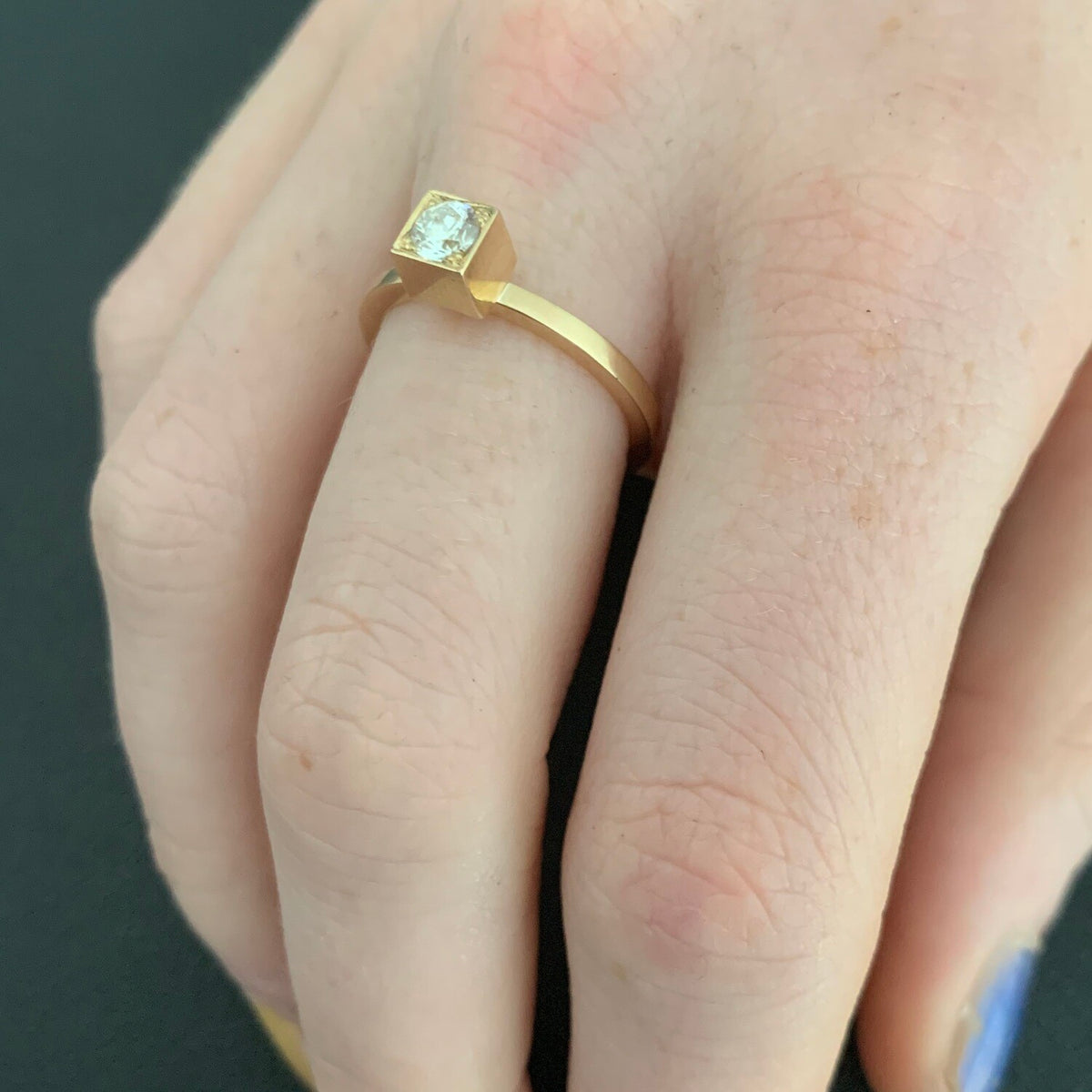 Diamond Solitaire Cube Ring – Small Space Jewellery