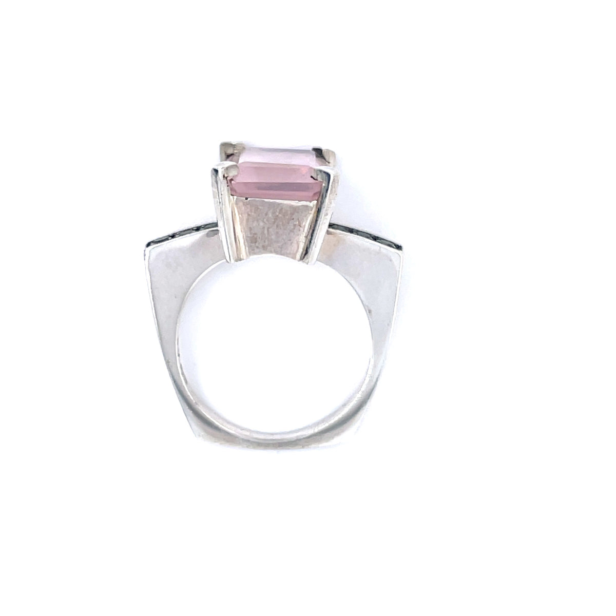 Rose Quarts & Black Diamond Ring – Small Space Jewellery